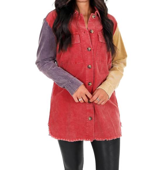 Umgee | Tops | New Umgee So What Colorblock Shacket In Rust | Poshmark